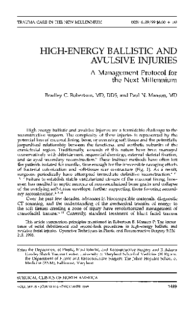 (PDF) High-Energy Ballistic and Avulsive Injuries