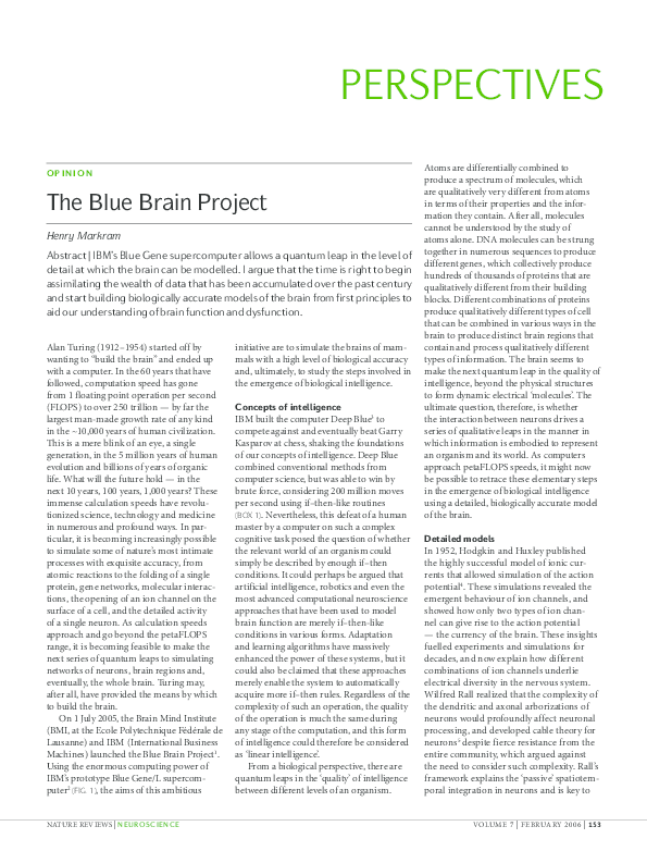 (PDF) The Blue Brain Project