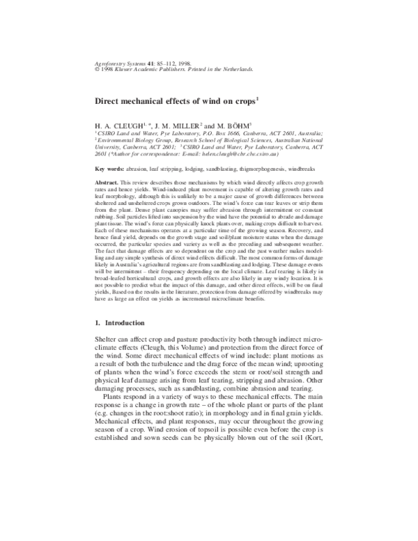 (PDF) Direct mechanical effects of wind on crops