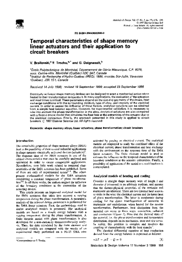 (PDF) Temporal characteristics of shape memory linear actuators and ...