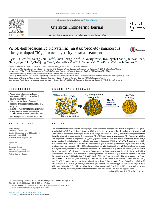 (PDF) Visible-light-responsive bicrystalline (anatase/brookite) nanoporous nitrogen-doped TiO2 ...