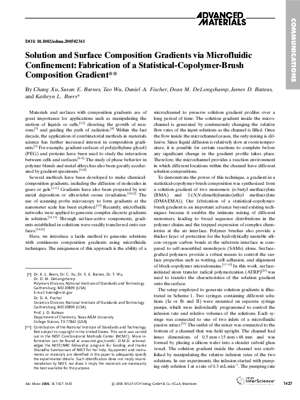 (PDF) Solution and Surface Composition Gradients via Microfluidic ...