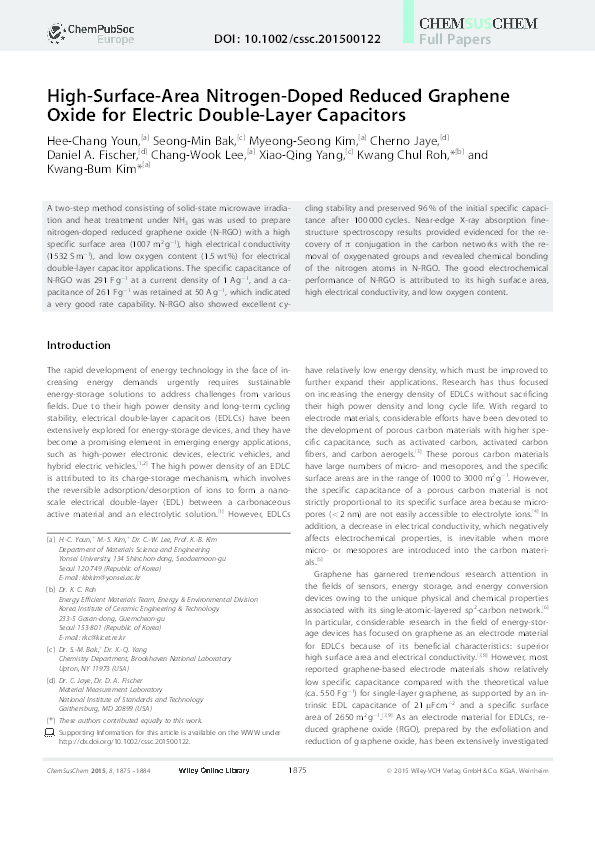 (PDF) High-Surface-Area Nitrogen-Doped Reduced Graphene Oxide for ...