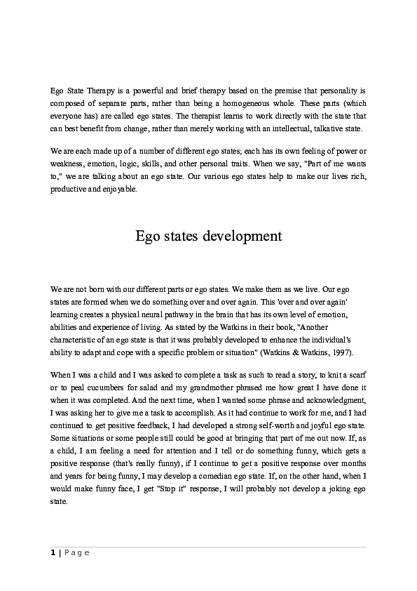 (DOC) Ego states and my experience of them