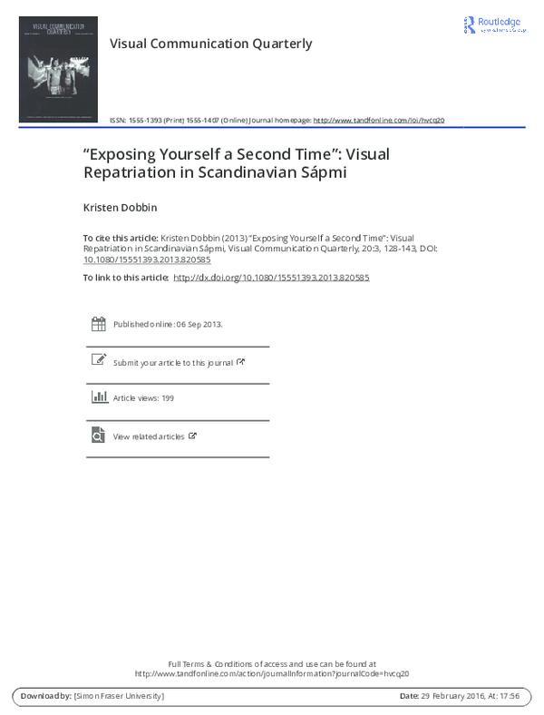 (PDF) 'Exposing Yourself a Second Time': Visual Repatriation in ...