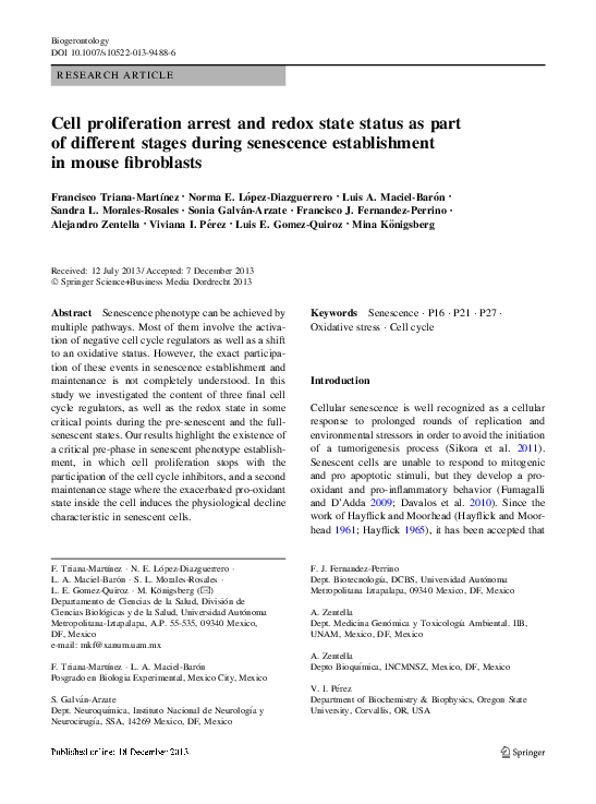 (PDF) Cell proliferation arrest and redox state status as part of ...
