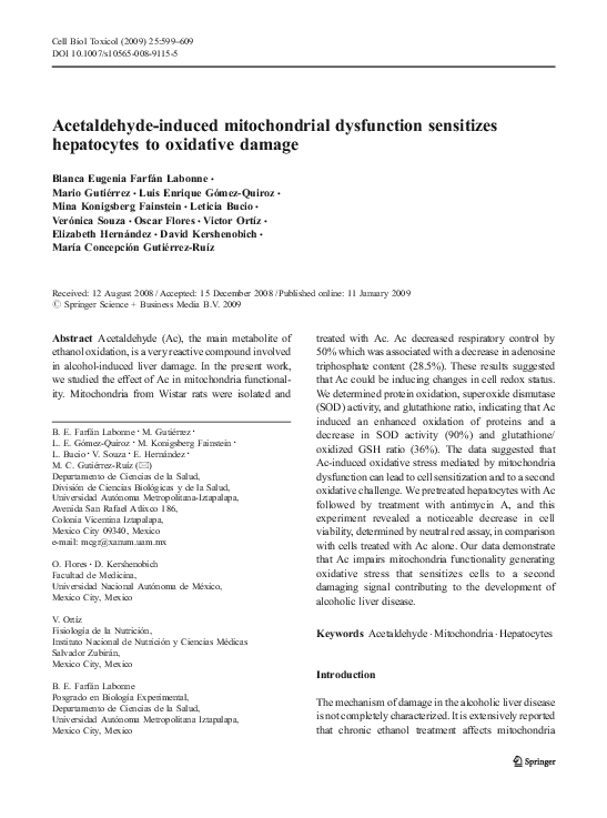 (PDF) Acetaldehyde-induced mitochondrial dysfunction sensitizes ...