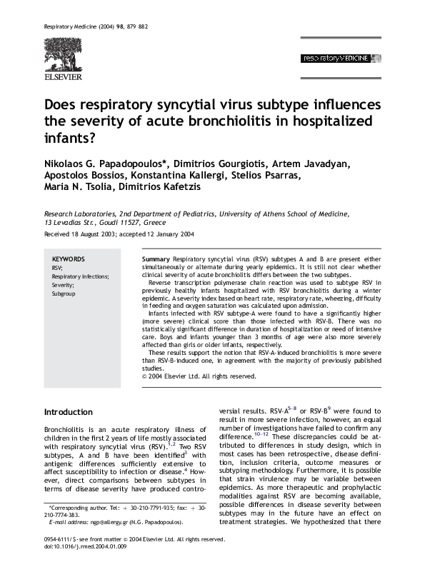 (PDF) Is respiratory syncytial virus infection more dangerous than ...