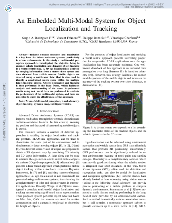 (PDF) An embedded multi-modal system for object localization and tracking