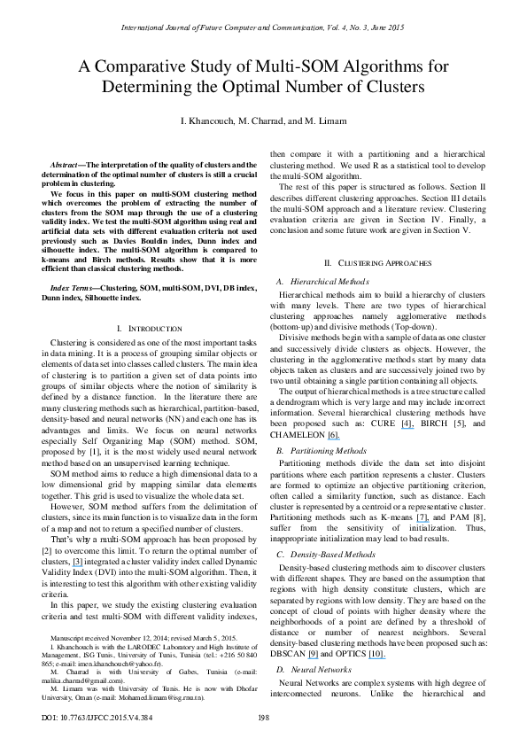 (PDF) An Improved Multi-SOM Algorithm for Determining the Optimal Number of Clusters