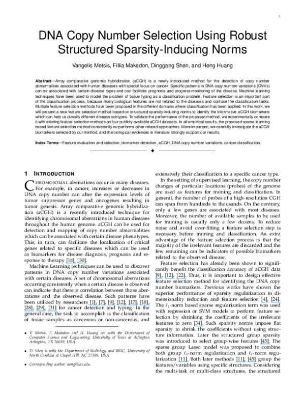 Pdf Dna Copy Number Selection Via Structured Sparsity