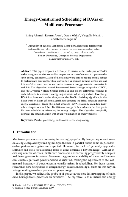 Pdf Energy Efficient Real Time Scheduling Of Dags On Clustered Multi Core Platforms Aamir 7714
