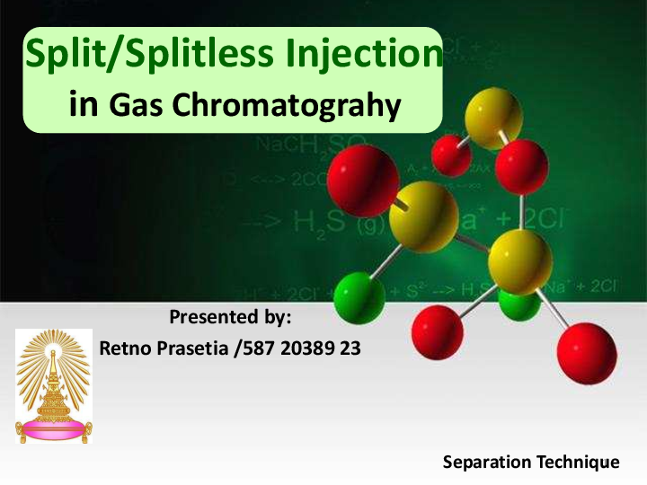 Pdf Separation Technique Split Splitless Injection In Gas Chromatograhy