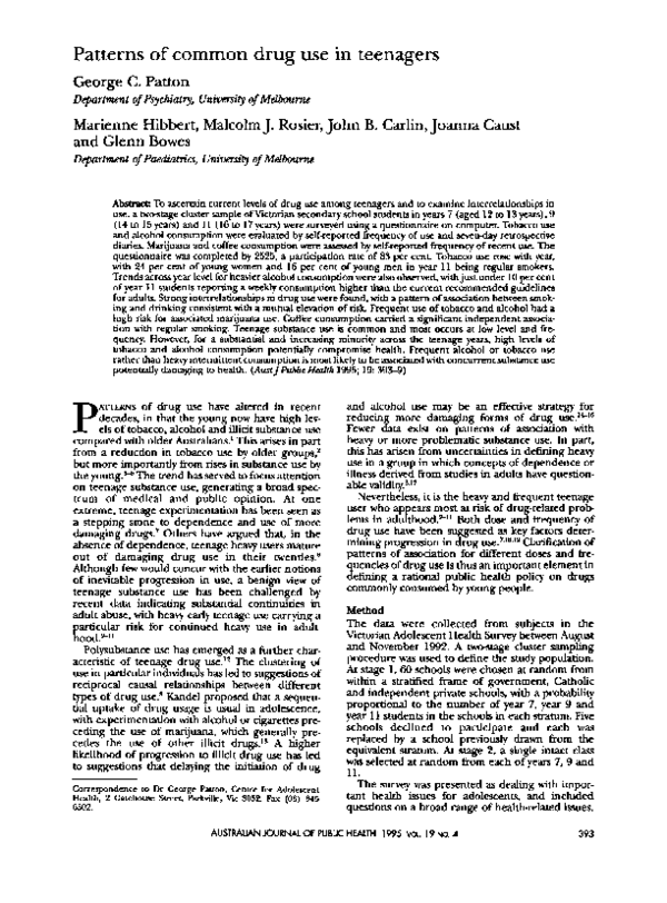 (PDF) Patterns of common drug use in teenagers