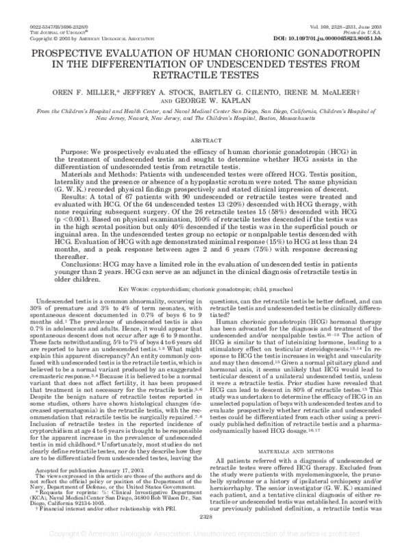 (PDF) Prospective Evaluation of Human Chorionic Gonadotropin in the ...