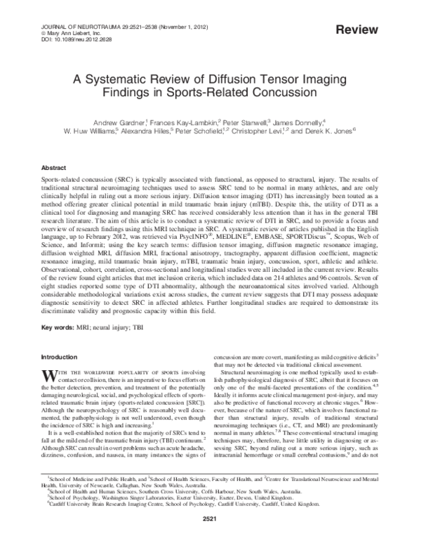 (PDF) A Systematic Review of Diffusion Tensor Imaging Findings in ...