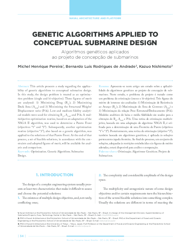 (PDF) Genetic algorithms applied to conceptual submarine design