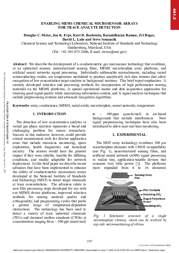 Pdf Enabling Mems Chemical Microsensor Arrays For Trace Analyte Detection Douglas Meier And 7466