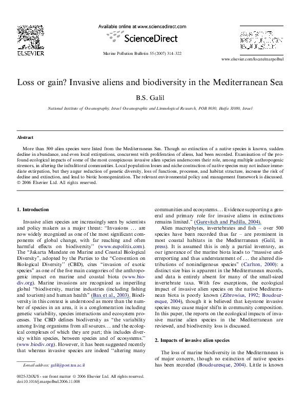 (PDF) Loss or gain? Invasive aliens and biodiversity in the ...