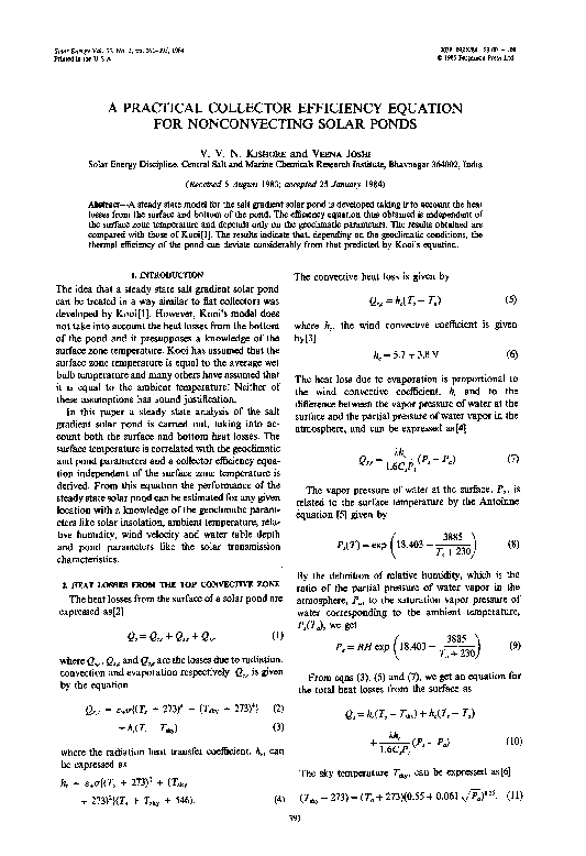 (PDF) A practical collector efficiency equation for nonconvecting solar ...