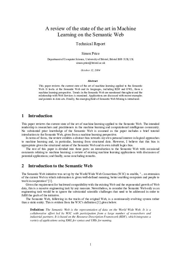 (PDF) A review of the state of the art in Machine Learning on the ...