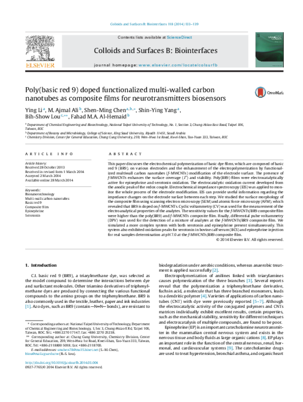 (PDF) Poly (Basic Red 9) Doped Functionalized Multi-Walled Carbon Nanotubes as Composite Films ...