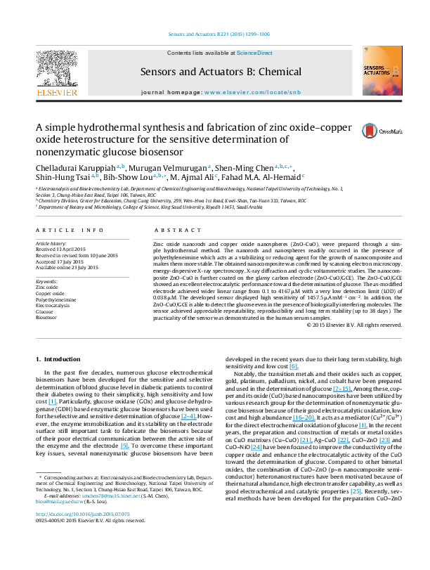 (PDF) Non-enzymatic glucose sensors based on controllable nanoporous gold/copper oxide ...