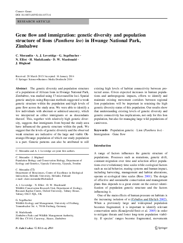 (PDF) Gene flow and immigration: genetic diversity and population ...