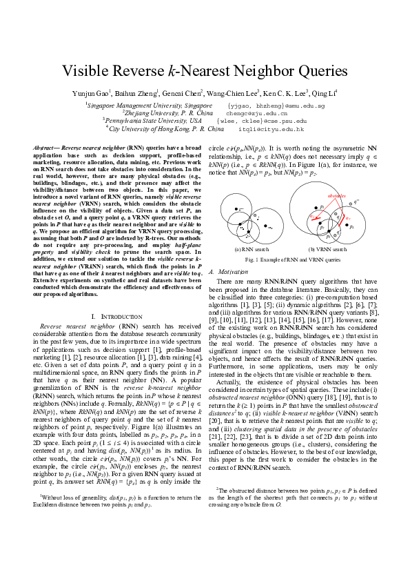 Pdf Visible Reverse K Nearest Neighbor Queries 