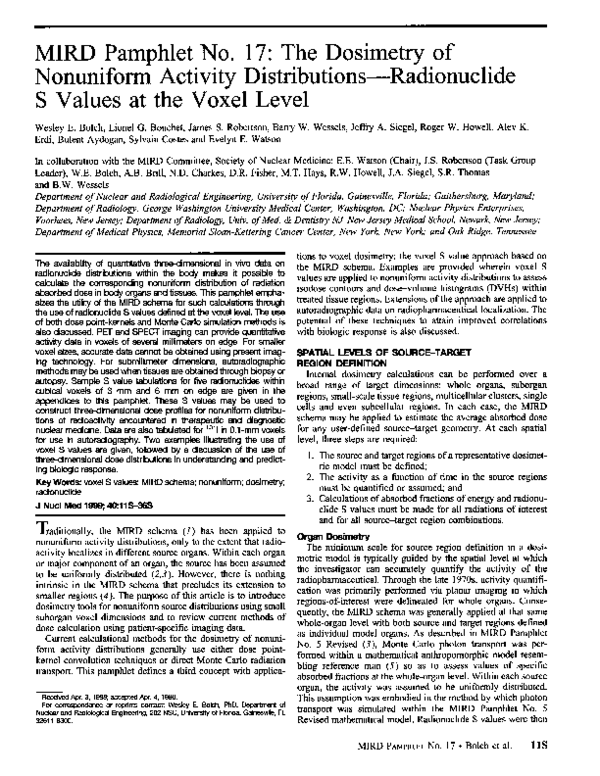 (PDF) MIRD Pamphlet No. 17: The Dosimetry of Nonuniform Activity ...