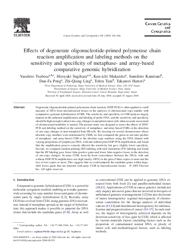 Pdf Effects Of Degenerate Oligonucleotide Primed Polymerase Chain Reaction Amplification And