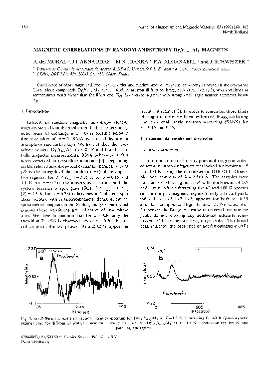 (PDF) Magnetic correlations in random anisotropy DyxY1−xAl2 magnets