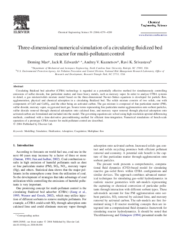 (PDF) Three-dimensional numerical simulation of a circulating fluidized bed reactor for multi ...