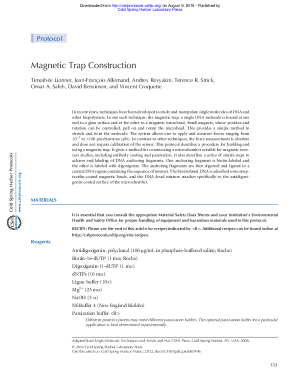 (PDF) Magnetic trap construction