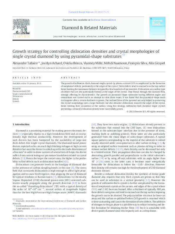 (PDF) Growth strategy for controlling dislocation densities and crystal ...