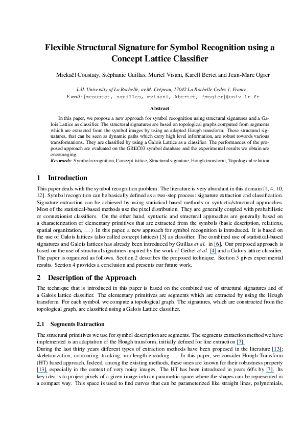 Pdf Flexible Structural Signature For Symbol Recognition Using A Concept Lattice Classifier