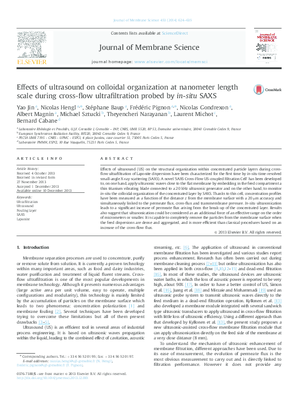Pdf Effects Of Ultrasound On Colloidal Organization At Nanometer Length Scale During Cross