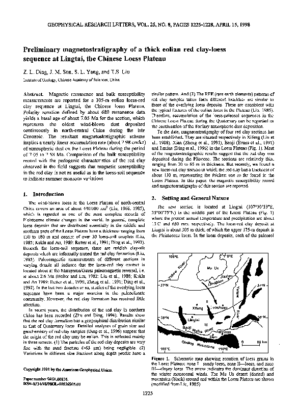 (PDF) Preliminary magnetostratigraphy of a thick eolian red clay-loess ...
