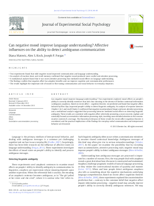 (PDF) Can negative mood improve language understanding? Affective ...
