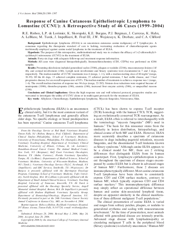 (PDF) Response of Canine Cutaneous Epitheliotropic Lymphoma to ...