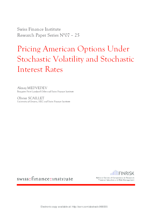 Pdf Pricing American Options Under Stochastic Volatility And Stochastic Interest Rates