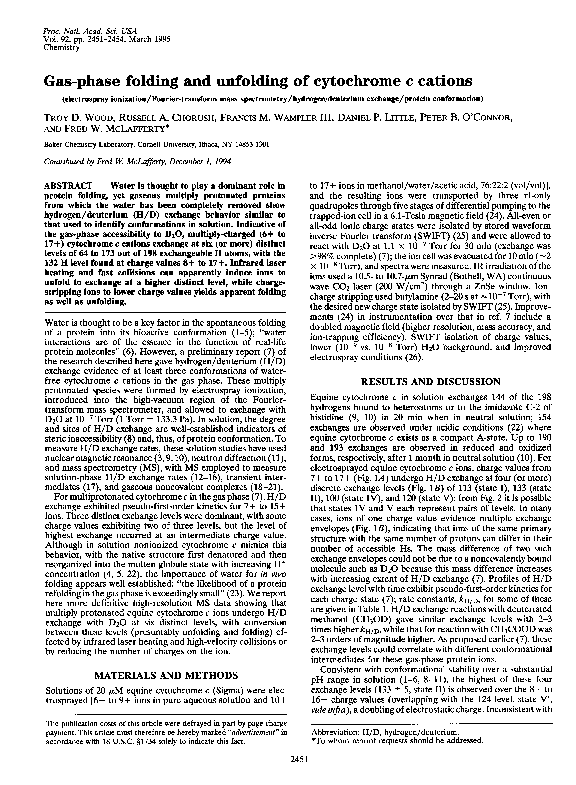 (PDF) Gas-phase folding and unfolding of cytochrome c cations
