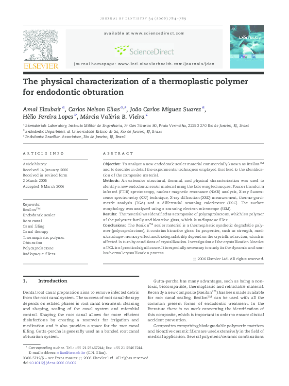 (PDF) The physical characterization of a thermoplastic polymer for ...