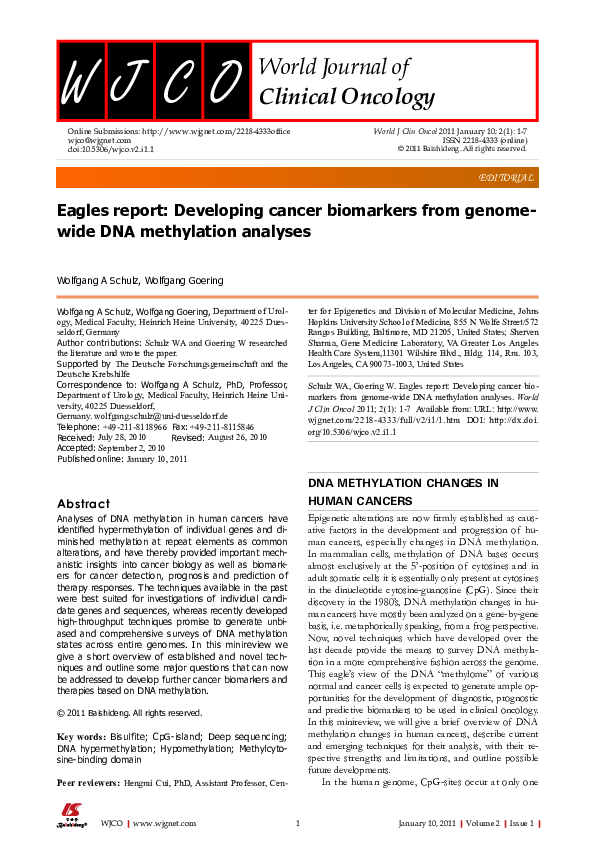 (PDF) Eagles report: Developing cancer biomarkers from genome-wide DNA ...