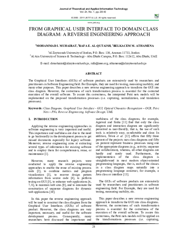 (PDF) FROM GRAPHICAL USER INTERFACE TO DOMAIN CLASS DIAGRAM: A REVERSE ENGINEERING APPROACH ...