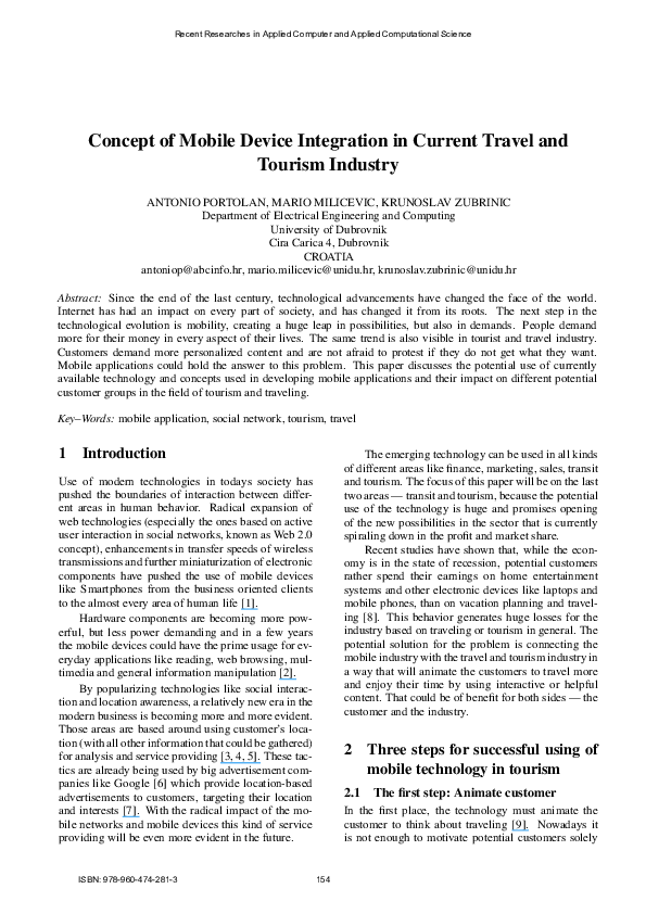 (PDF) Concept of mobile device integration in current travel and ...