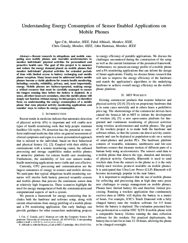 Pdf Understanding Energy Consumption Of Sensor Enabled Applications