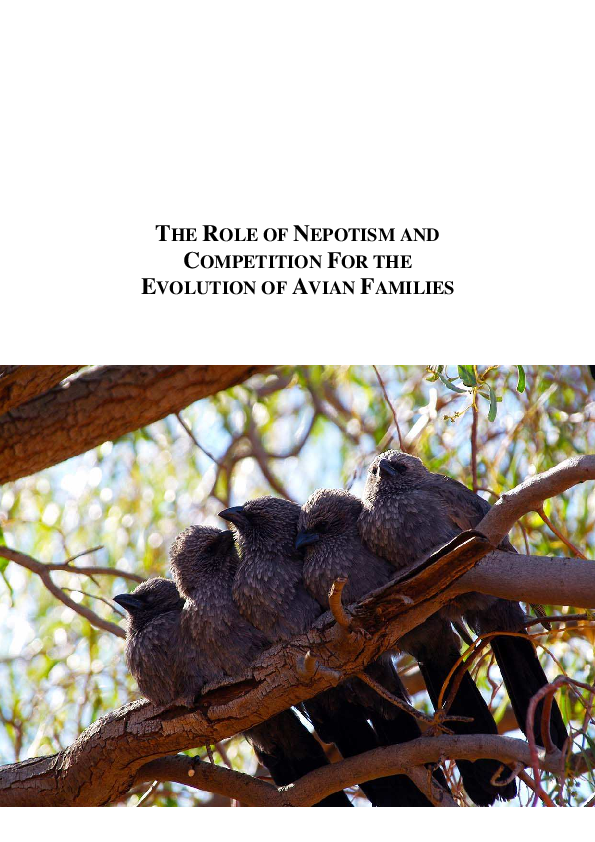 (PDF) The role of nepotism and competition for the evolution of avian ...