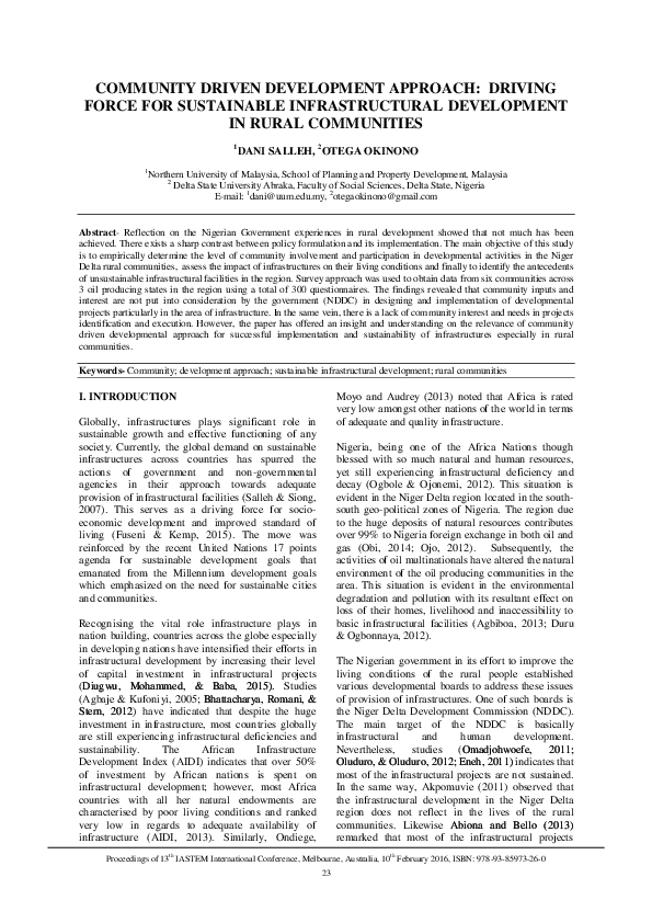 (PDF) COMMUNITY DRIVEN DEVELOPMENT APPROACH: DRIVING FORCE FOR ...