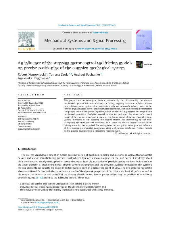 (PDF) An influence of the stepping motor control and friction models on precise positioning of ...